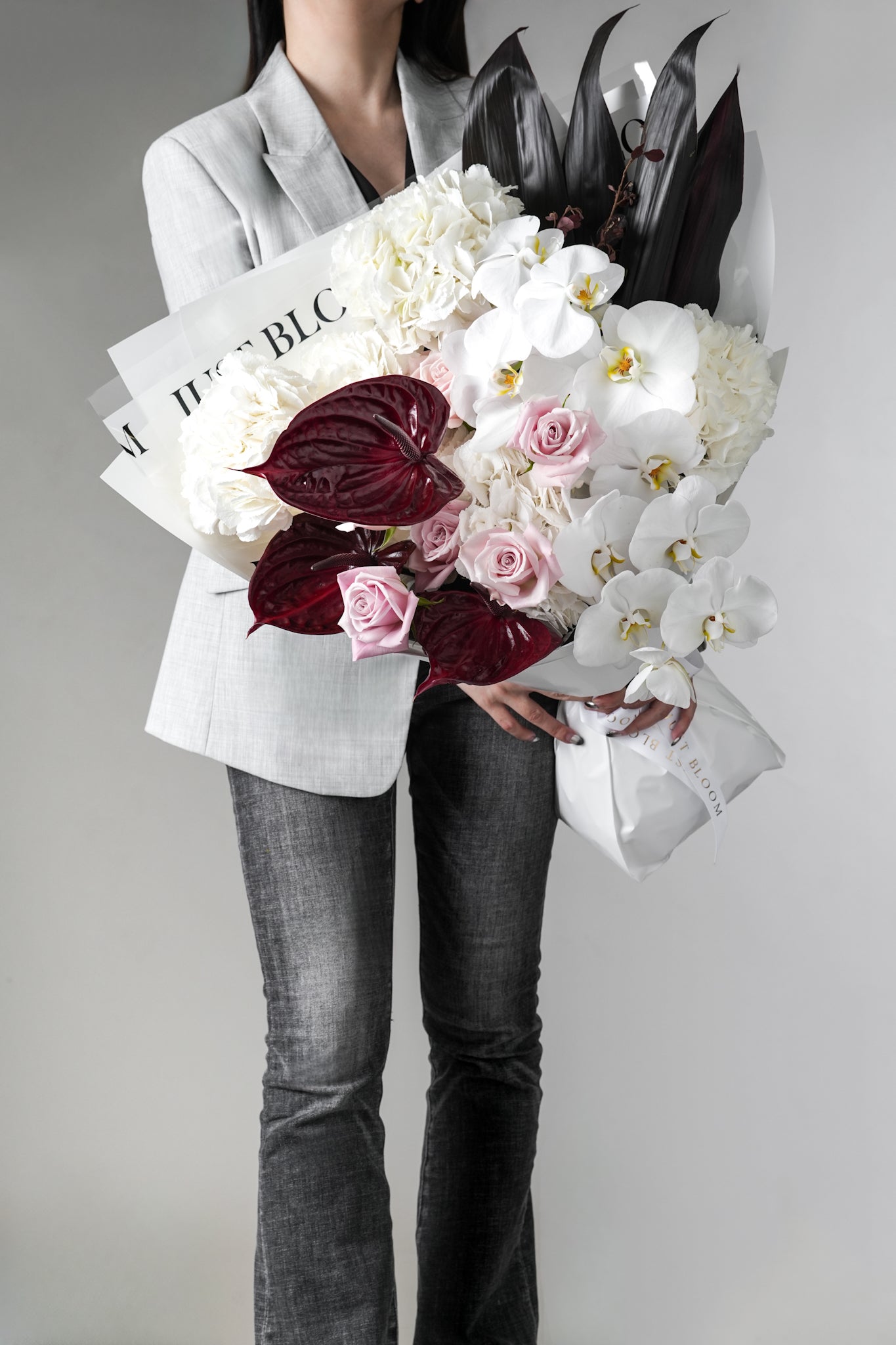 Maya – Burgundy, White & Pink Luxury Bouquet | Just Bloom Hong Kong
