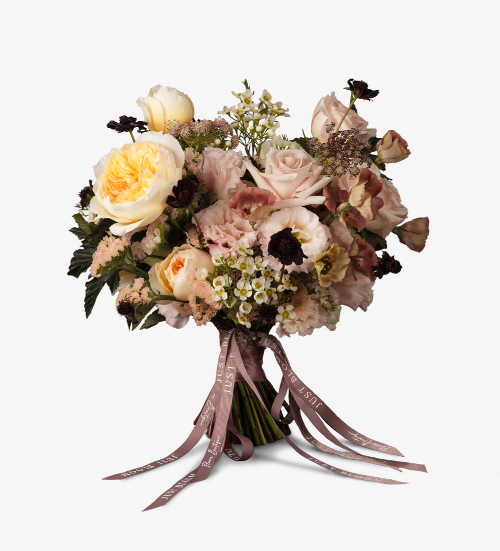 Matilda – Vintage Peach & Brown Bridal Bouquet | Just Bloom Hong Kong