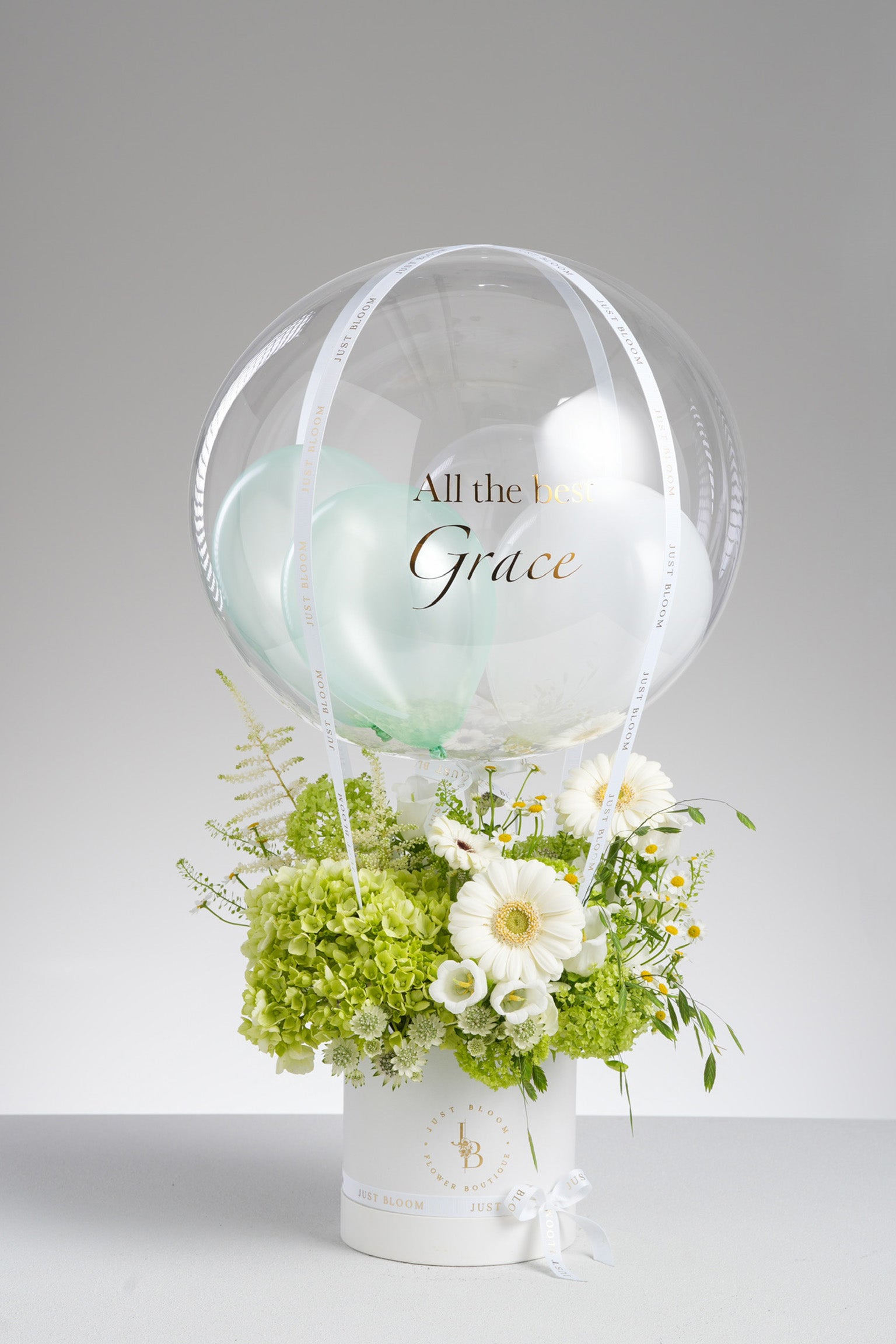 Blakely – Green and White Flower Box | Elegant Floral Gift by Just ...