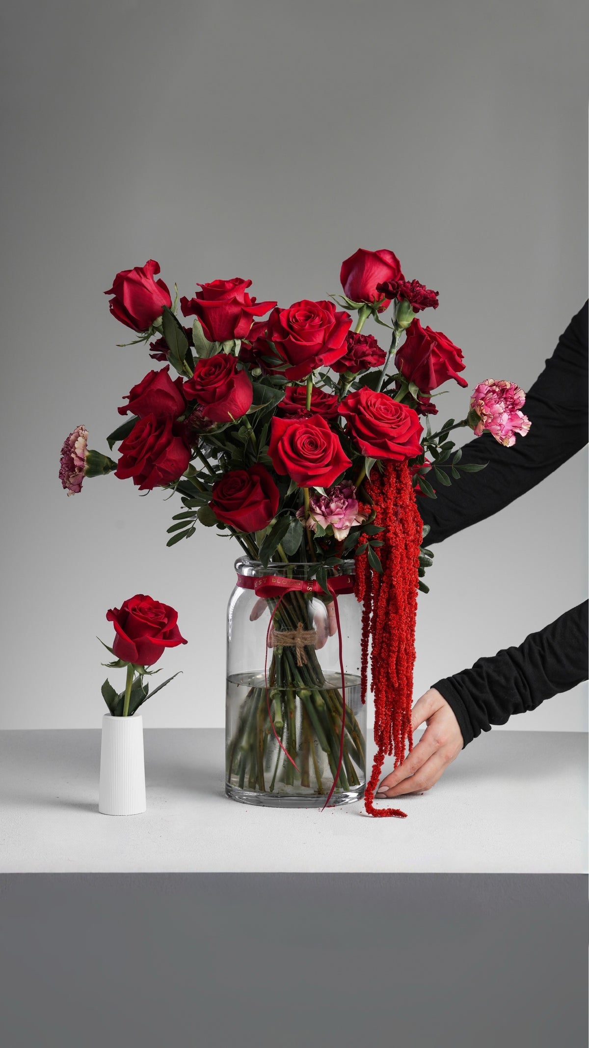Heather – Classic Red Rose Vase Arrangement Hong Kong | Just Bloom HK