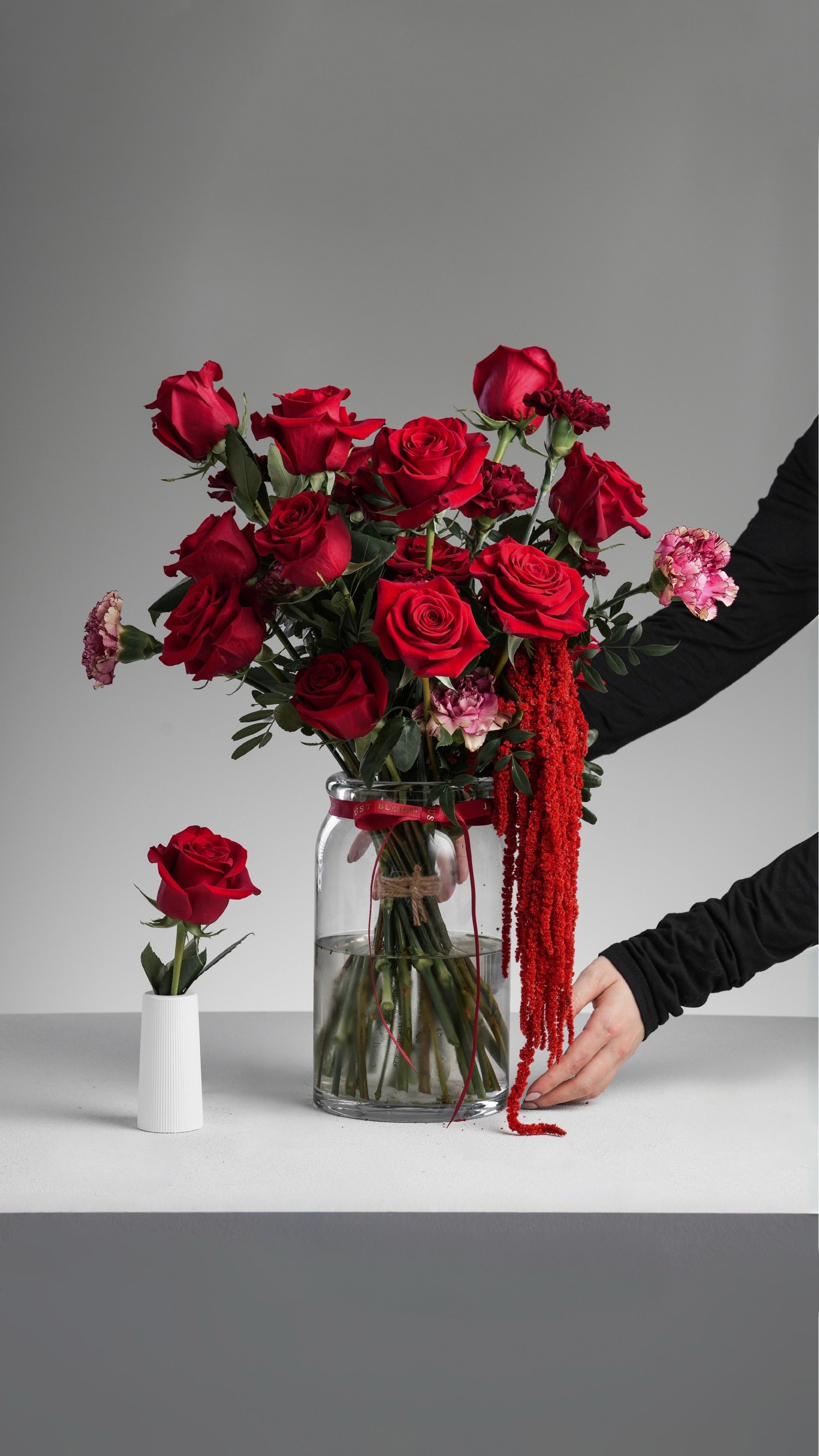 Heather – Classic Red Rose Vase Arrangement Hong Kong | Just Bloom HK