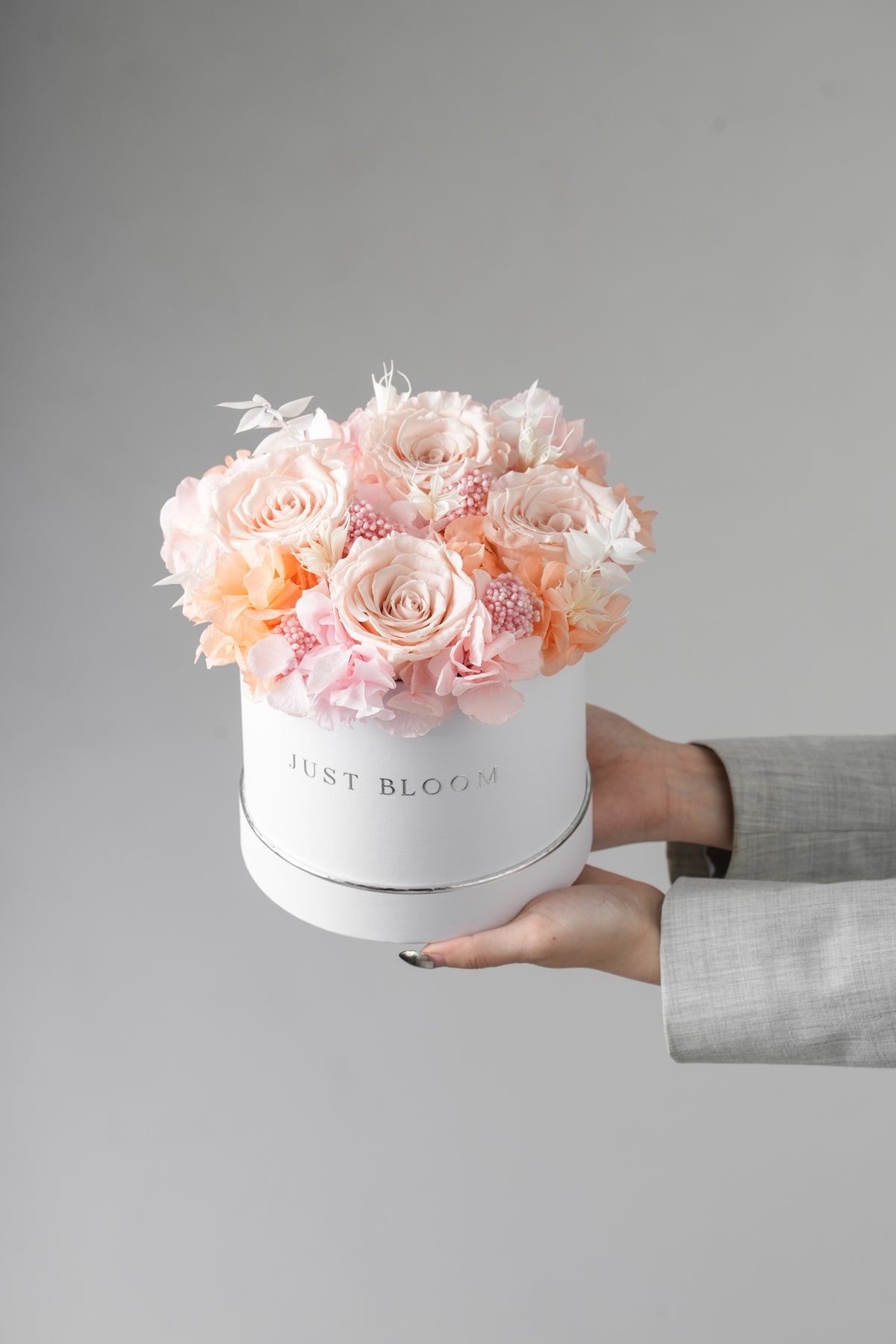 Jessa – Pink Orange Preserved Rose Flower Box Hong Kong | Just Bloom HK